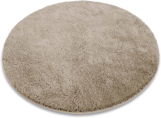 Ronde Badmat 120 cm - Beige, Pluizig en Antislip Wasbaar Douchekleed | bol