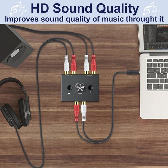 Switch Audio analogique RCA G/D 2 en 1 avec contrôle du volume | bol