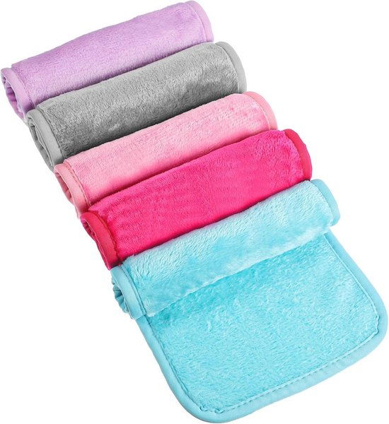 Hemiks 5 stuks microvezel handdoeken, 40 x 20 cm, wasbaar, make-uppads ...