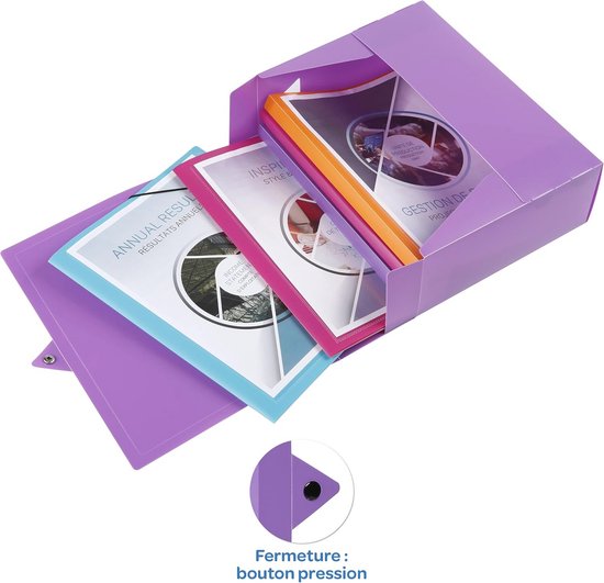 Set van 4 opbergdozen A4 met drukknoopsluiting – Ruimtebesparend en ...