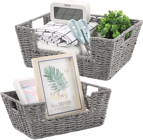 Stapelbare opbergmanden van gevlochten wilgentenen, set van 2 met ...