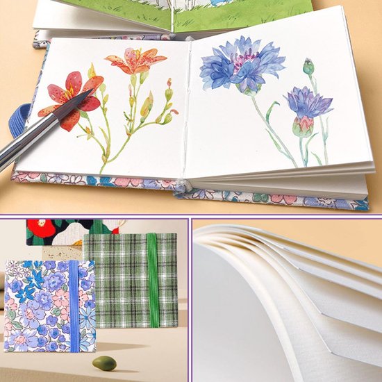 Mini schetsboek 2-delig - Creatief notitieboek voor aquarel en ...