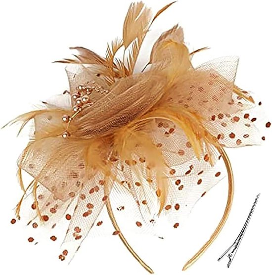Fascinatorhoed voor dames met mesh veren en haarclip - Elegante ...