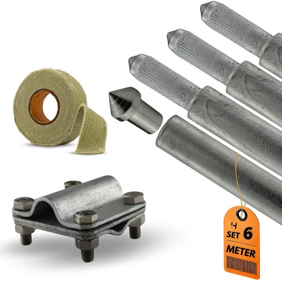 Aardpen Set 6 Meter Geaard Staal - Inclusief Aardstrip en Koppeling ...