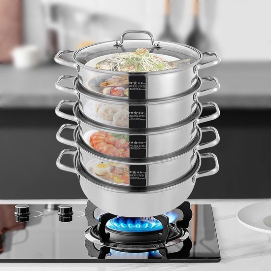RVS Stoompan 5 Lagen voor Inductie en Gas - 32 cm | bol