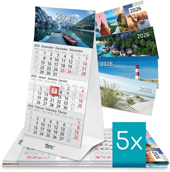 3-Maand Bureaubladkalender 2026 Klein Staand met Schuifregelaar ...