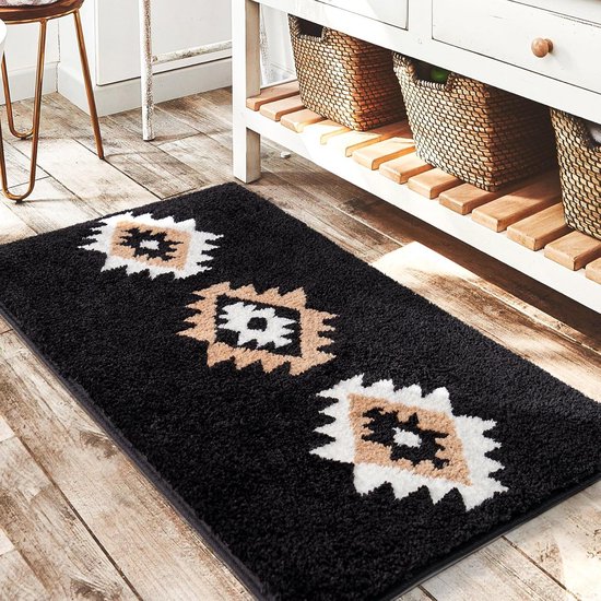 Zwarte Luxe Badmatten met Azteeks Boho Patroon - Extra Zacht en ...