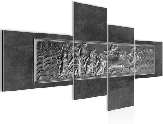 Modern Bas-reliëf Muurdecoratie met Romeinse Schilderijlook in Zilver ...