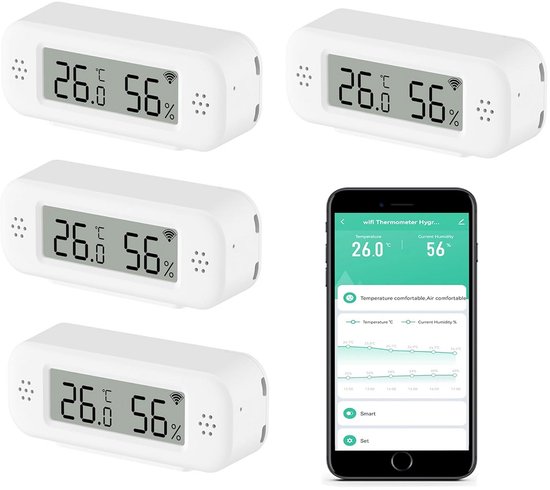 Draadloze WiFi Binnen Thermometer en Hygrometer met App-monitoring | bol