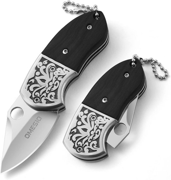 Mini Vouwmes Sleutelhanger - Klein en Scherpe Opvouwbare Mes met Hout ...