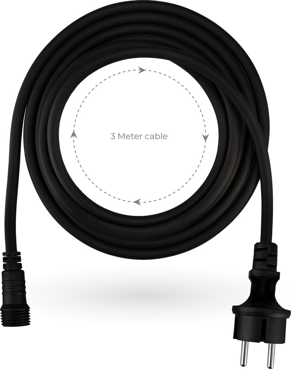 Ledvion 3 meter netsnoer incl. stekker voor prikkabel, IP44 BE/FR ...
