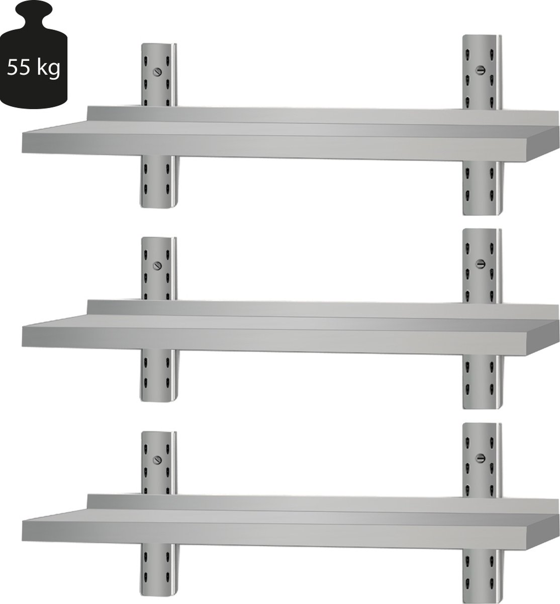 Muur planken ECO 1,2 m - met 3 etages | GGM Gastro | bol.com