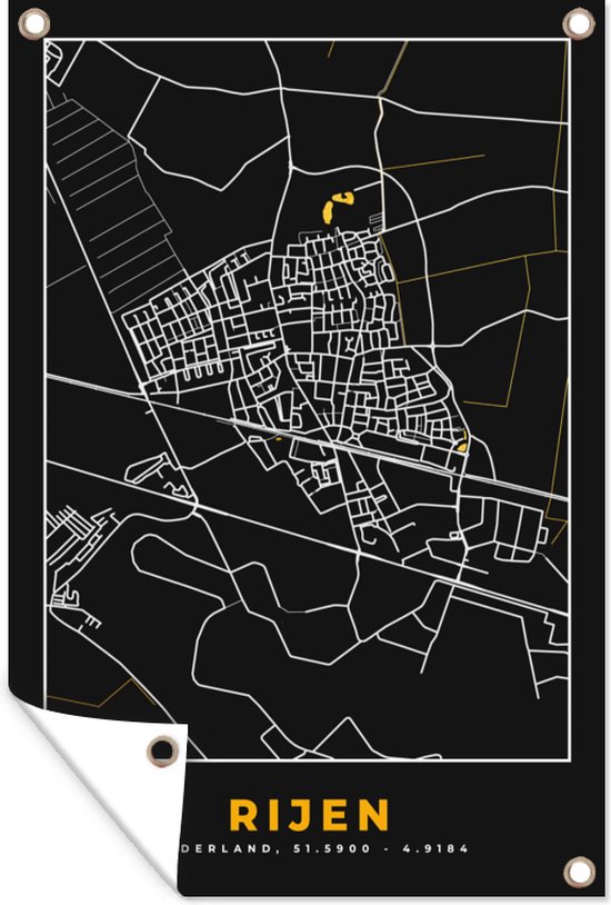 Muurdecoratie Stadskaart - Rijen - black en gold - Plattegrond - Kaart ...