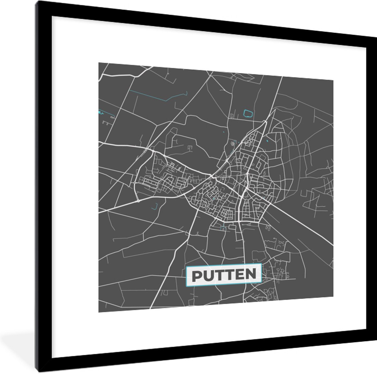 Fotolijst incl. Poster - Kaart - Plattegrond - Putten - Stadskaart ...