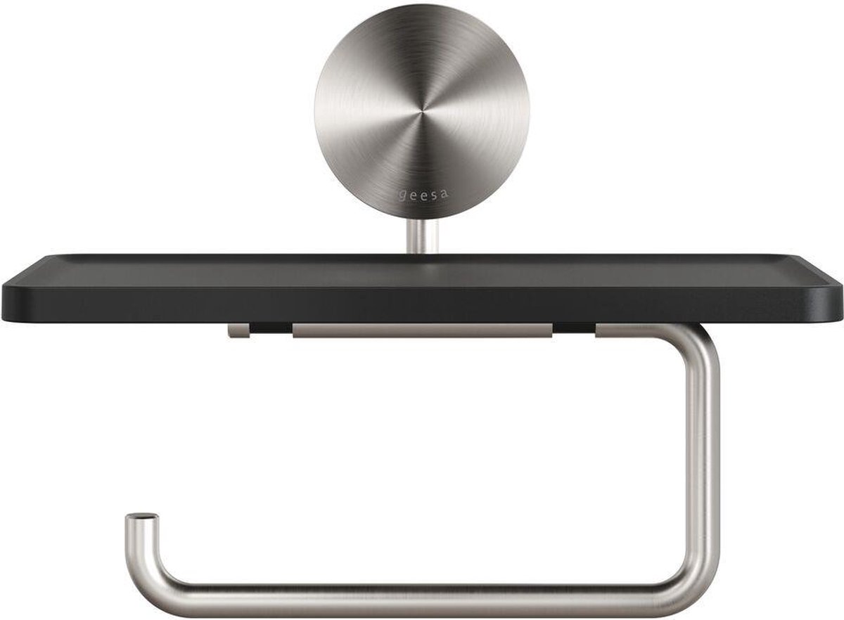 Geesa Opal toiletrolhouder met planchet 18,5x12,9x14,3cm geborsteld RVS ...