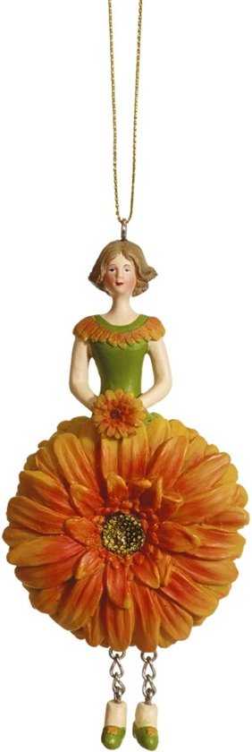 Meisje Bloemenfee Elf Gerbera Oranje Gele Bloem Figuur Hanger 12cm ...