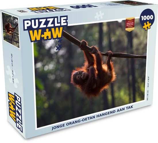 Puzzle Jeune orang-outan accroché à une branche - Puzzle - Puzzle 1000 ...