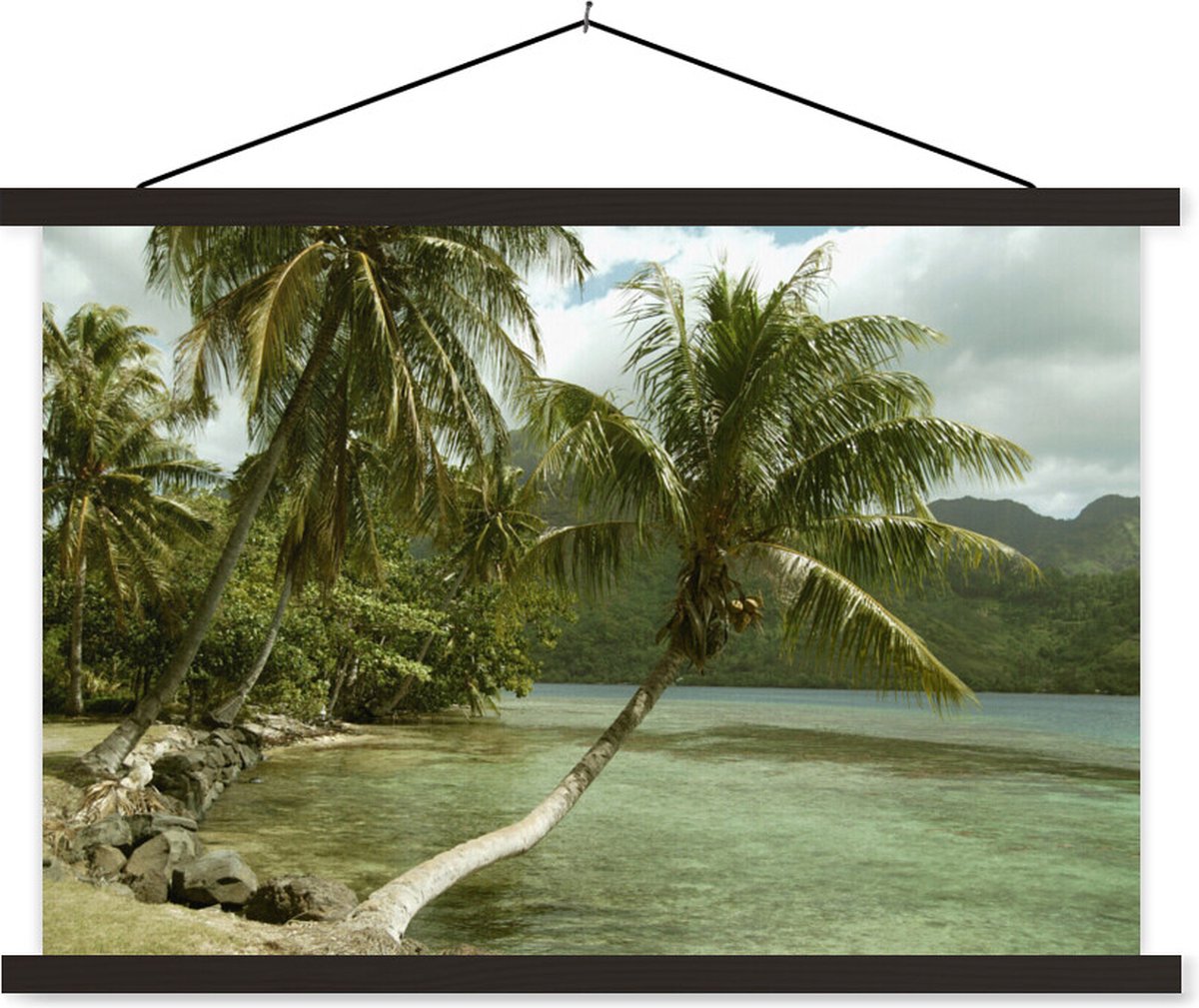 Affiche de l'école polynésienne de Moorea avec palmiers sur la plage ...