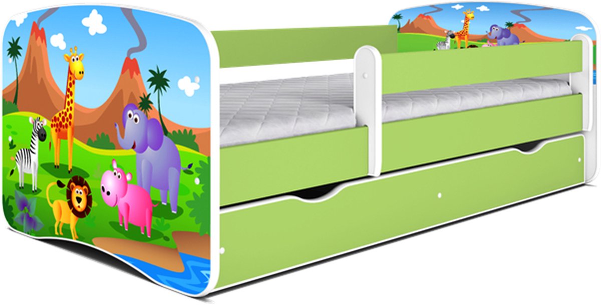 Kocot Kids - Bed babydreams groen safari met lade met matras 140/70 ...