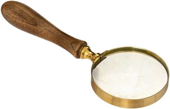 Vergrootglas - decoratie - mangohout - bruin - 20cm | bol