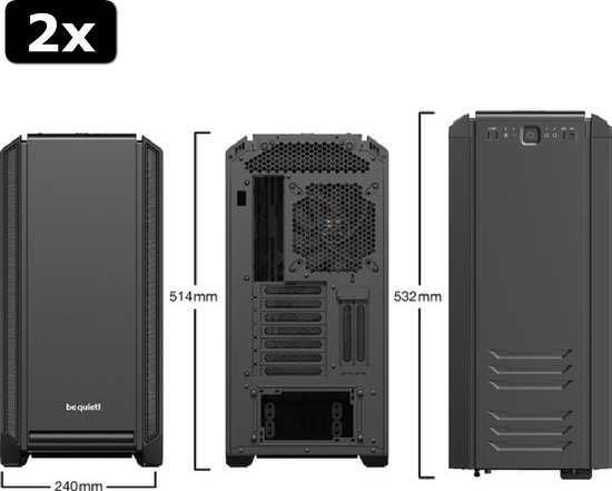 2x Bequiet! Silent Base 601 Case Black | bol.com