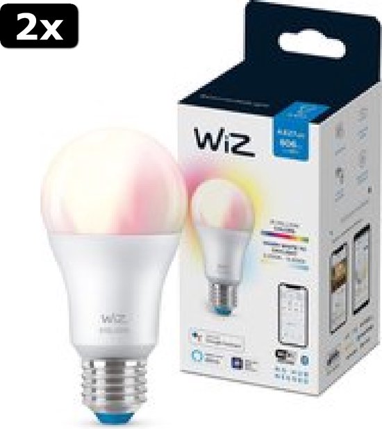 2x WiZ Lamp Slimme LED Verlichting E27 Lichtbron - Gekleurd en Wit ...