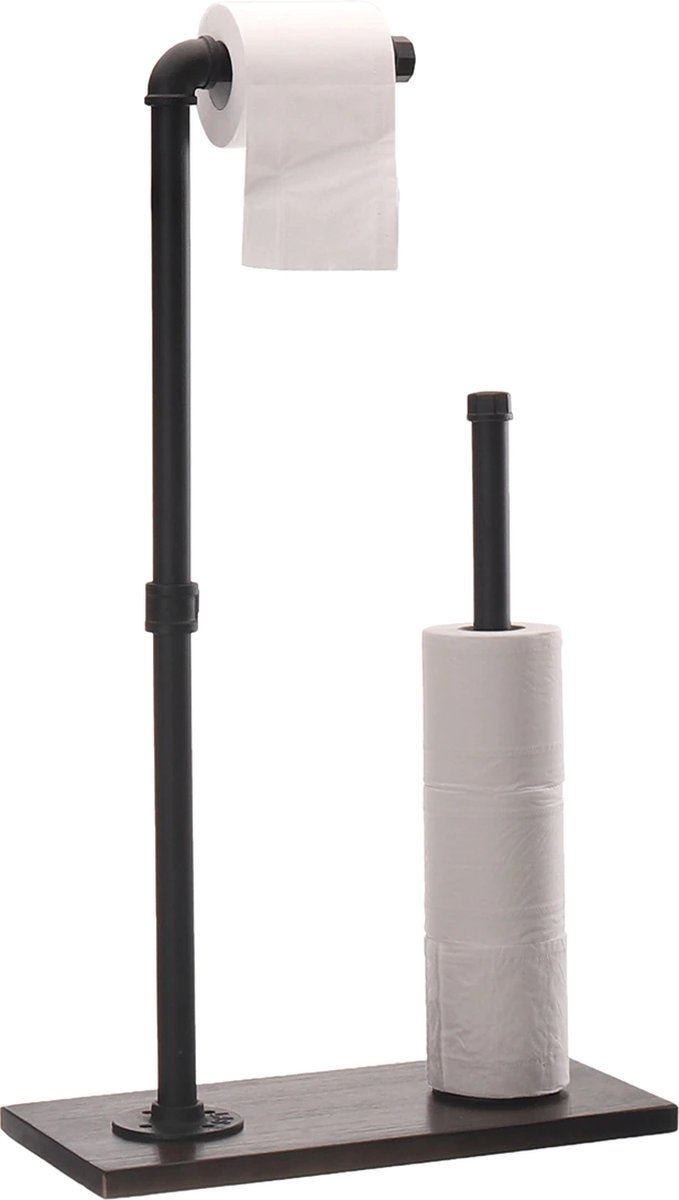 Buxibo - Industriële Stijl Toiletrolhouder - WC Rolhouder - RVS Zwart ...