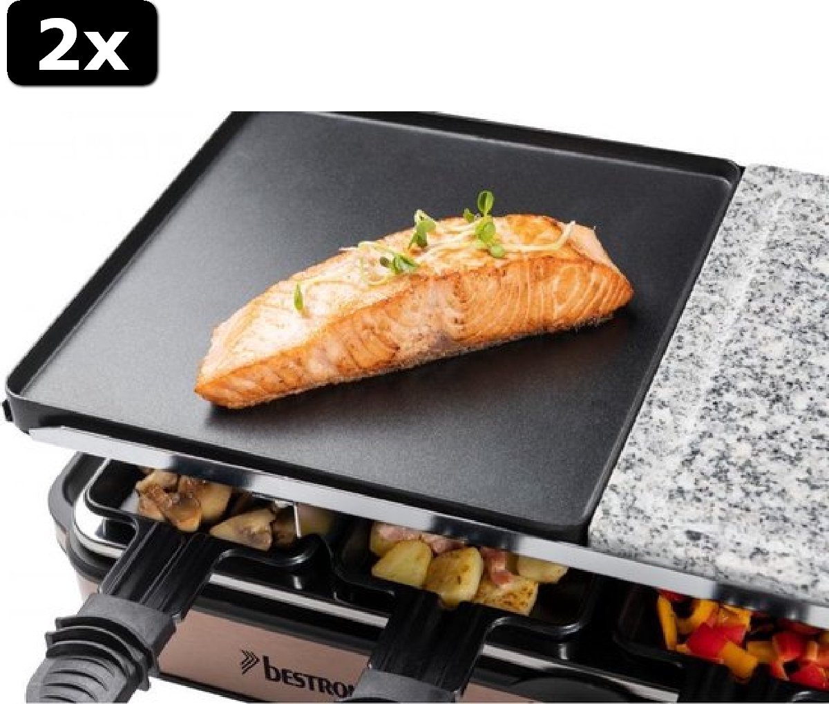2x Bestron 2-en-1 raclette party grill, ensemble Gourmet électrique ...