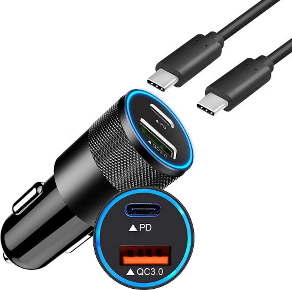 Autolader Usb C And Usb C Usb C Kabel 2 Meter Auto Oplader Usb C