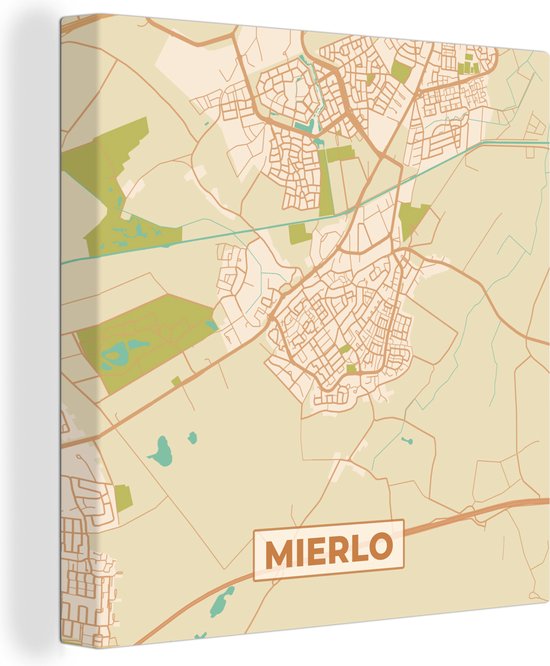 Canvas Schilderij Plattegrond - Vintage - Mierlo - Kaart - Stadskaart ...