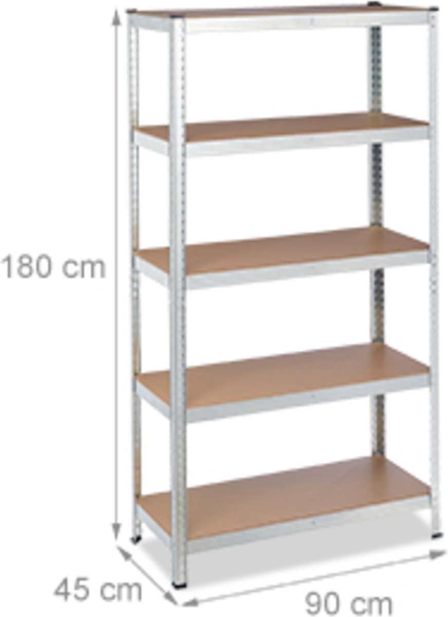 Relaxdays 2x stellingkast verzinkt - opbergrek metaal - magazijnrek 5 ...