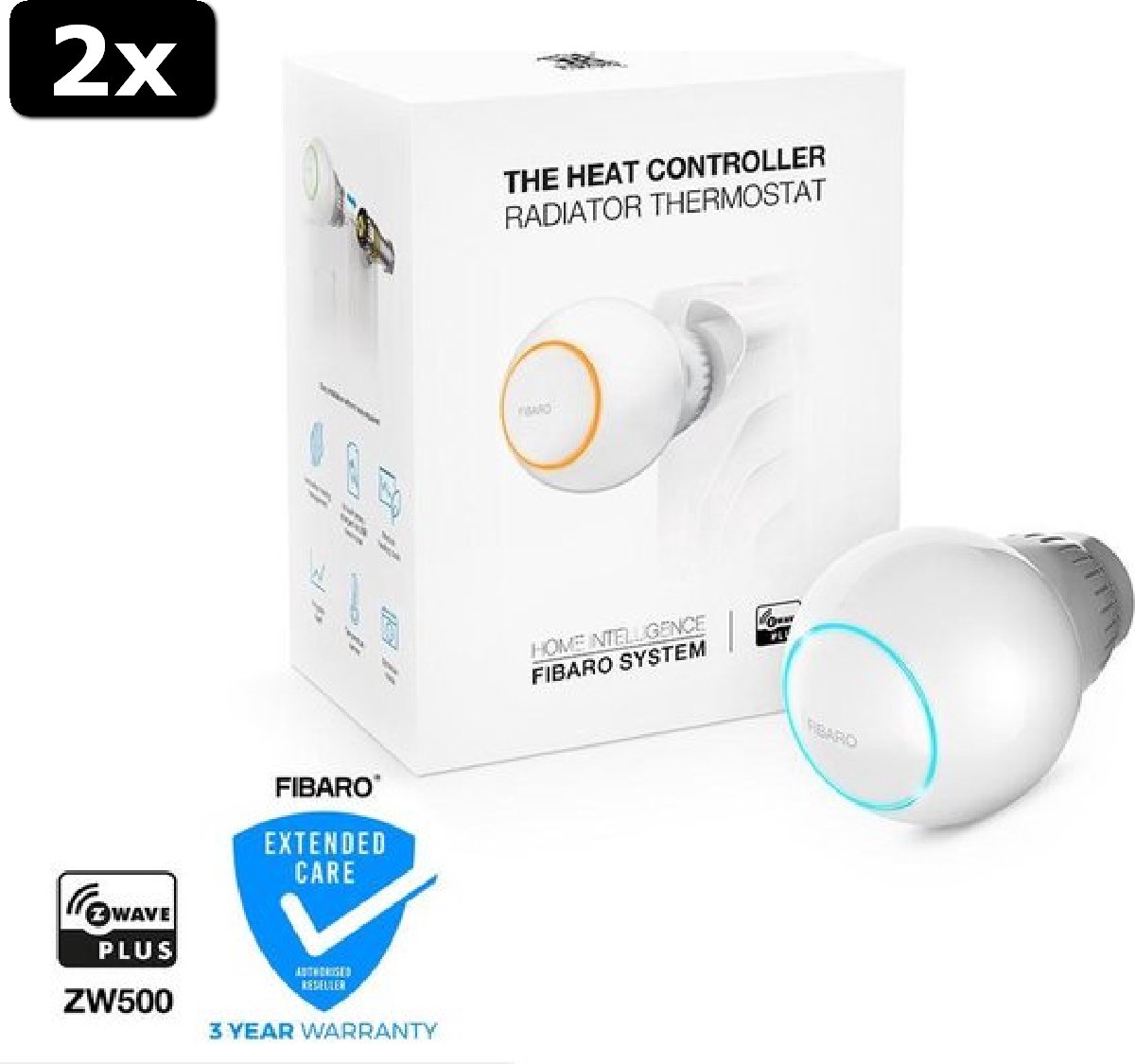 2x FIBARO The Heat Controller - Slimme thermostaankraan - Werkt met Z-Wave | bol.com