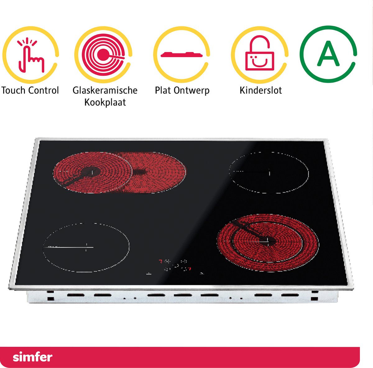 SIMFER 60 cm Keramische kookplaat BIH 5119 - Ovale dubbele kookzone - Roestvrijstalen... | bol.com