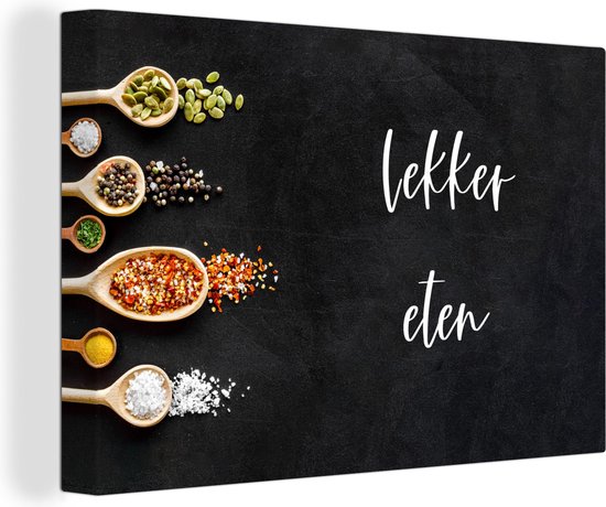 Canvas Schilderij Quotes - Specerijen - Kruiden - Spreuken - Lekker ...