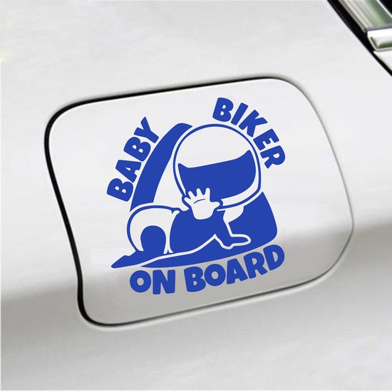 Bumpersticker - Baby Biker On Board - 12 X 12 - Blauw | bol.com