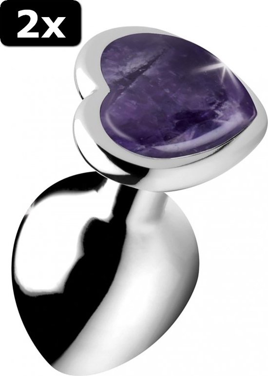 2x Gemstones Amethyst Heart Medium Anal Plug | bol.com