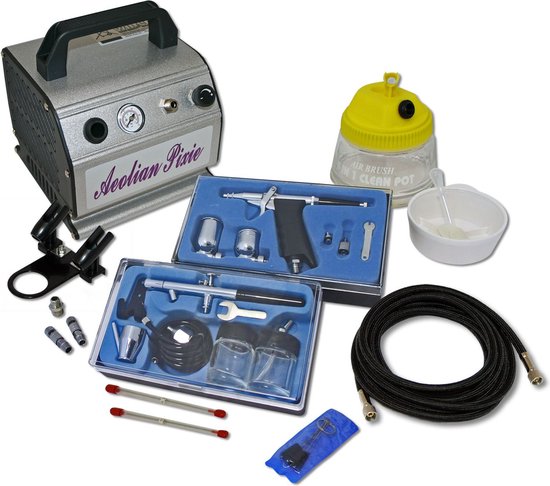 Professionele Airbrush-compressorset met 2 pistolen AS176 | bol.com