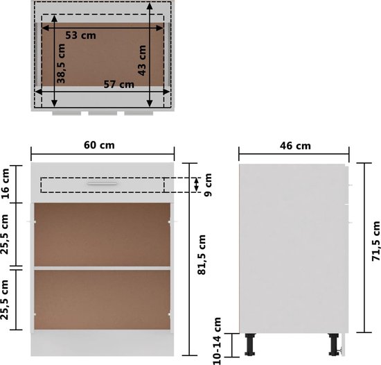Maison Exclusive - Onderkast met lade 60x46x81,5 cm bewerkt hout wit ...