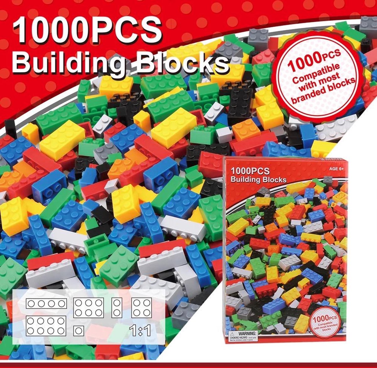 LEGO Bouwstenen 1000 stuks - 1000 bouwstenen stukjes - bouwstenen - te ...
