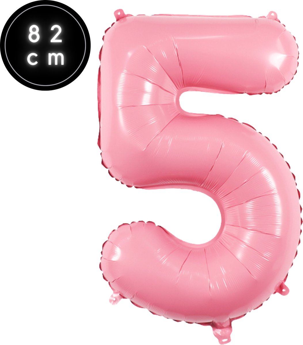 Cijfer Ballonnen - Nummer 5 - Roze - 82 cm - Helium Ballon - Fienosa | bol.com