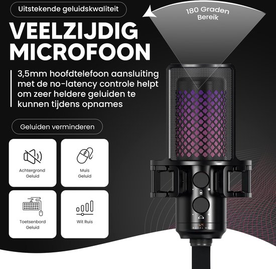 Royal WM - WM07 - USB Microfoon - Gaming en Streaming - USB-C - Zwart ...