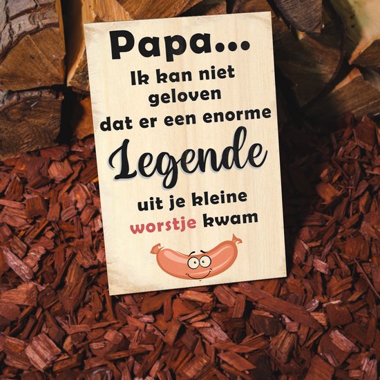Spreukbord - Papa Legende Worstje - Hout - Vintage - Grappig - Humor ...