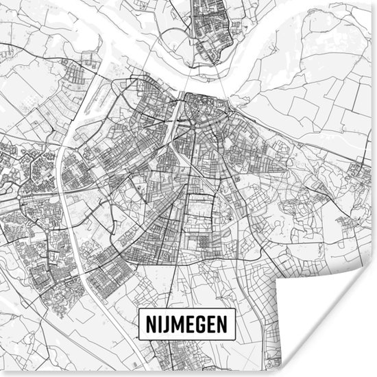 Poster Stadskaart Nijmegen - 30x30 cm - Plattegrond | bol