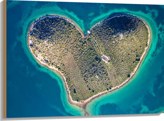 Hout - Bovenaanzicht van Hartvormig Onbewoond Eiland in Tropische Zee ...