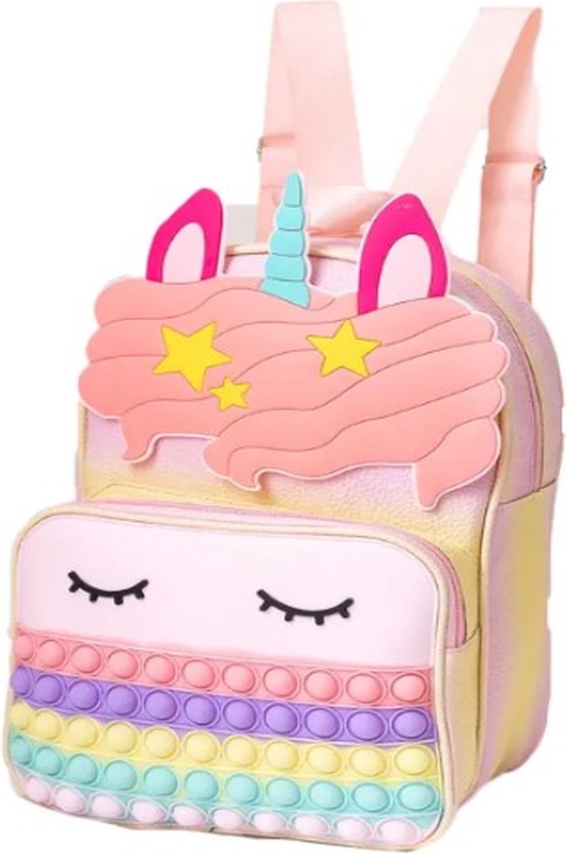 Grand sac à dos arc-en-ciel Pop it Unicorn - Sac à dos Pop it avec cuir ...