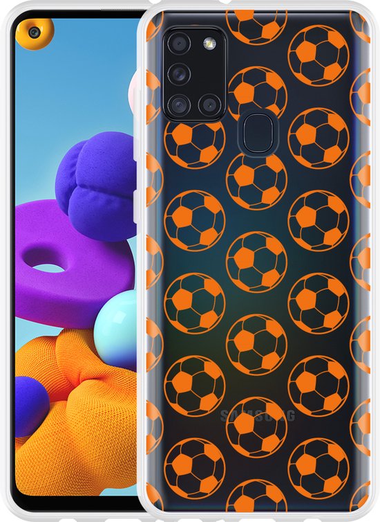 Samsung Galaxy A21s Hoesje Orange Soccer Balls - Designed by Cazy | bol.com