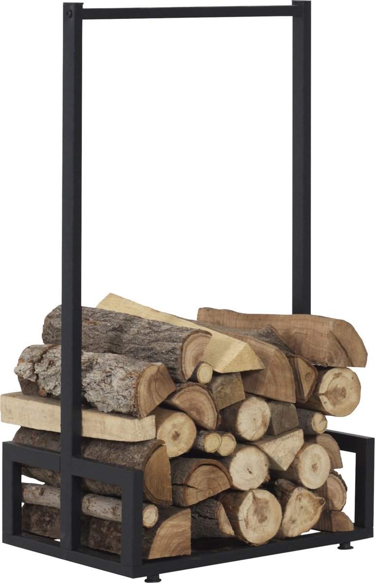 Brandhout Thisted rek houtopslag 50x35x95 cm metaal zwart | bol.com