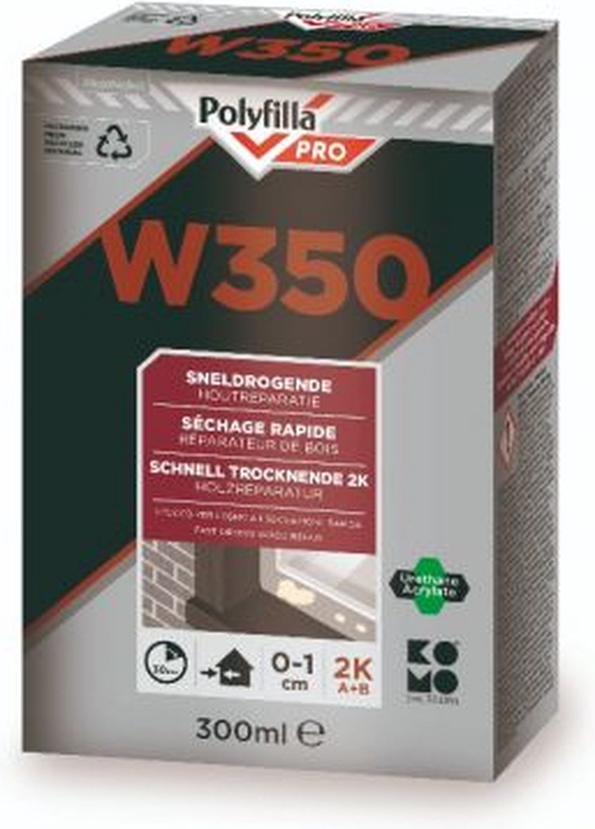 Polyfilla Pro W350 Sneldrogende Houtreparatiepasta 2K - 300 ml | bol