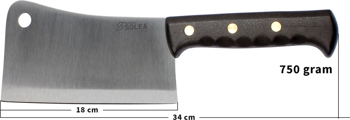 Solea Slagers Hakbijl - 750 gram - RVS 18 cm - Kunststof Heft | bol.com