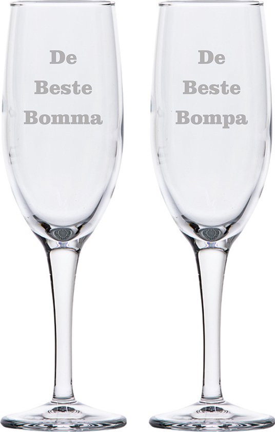 Champagneglas gegraveerd - 16,5cl - De Beste Bomma-De Beste Bompa | bol